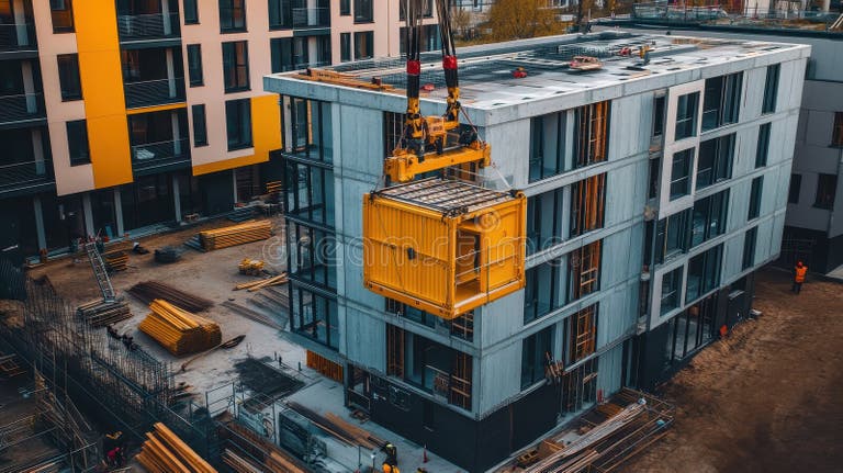 Modular Construction Process with Prefabricated Building Elements Stock ...