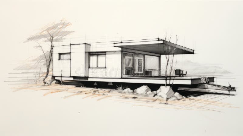 Modular Constructivism: Hyperrealistic Drawing of a Waterfront Home ...
