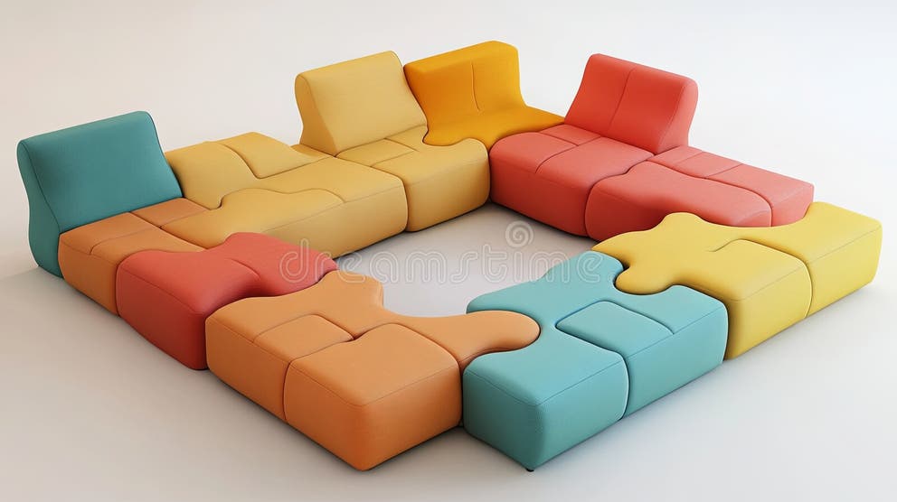 A Modular Couch System Designed To Look Like Interlocking Puzzle Stock ...