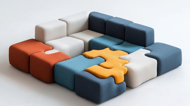 A Modular Couch System Designed To Look Like Interlocking Puzzle Stock ...