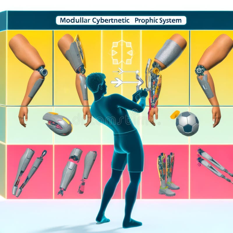 Modular Cybernetic Prosthetic System Stock Illustration - Illustration ...