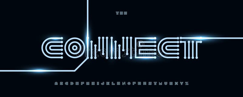 Modular Digital Font, Circuit Typeface for Tech Brands, Cyber Projects ...