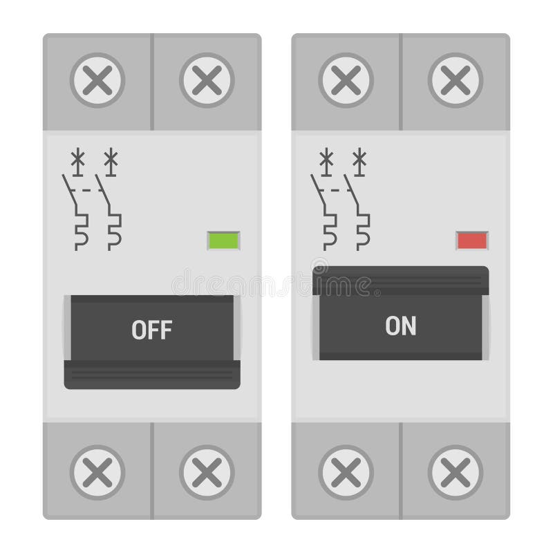 Modular Double Pole Circuit Breakers for DIN Rail Mount Stock Vector ...