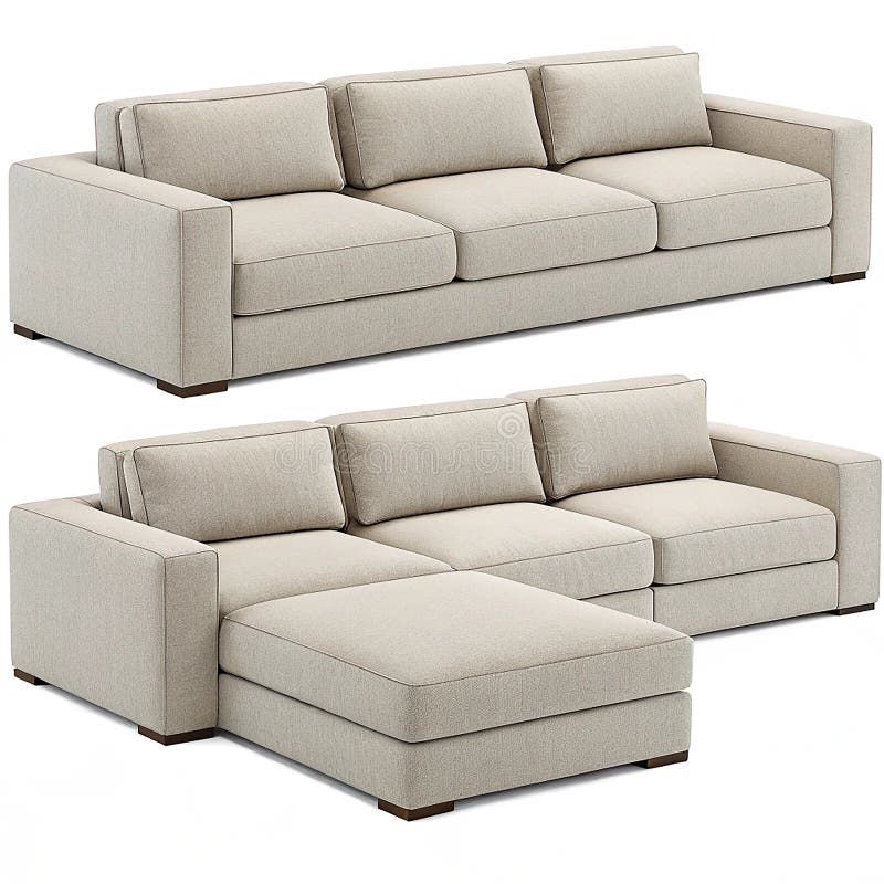 Modular Fabric Sofa Set on White Background Stock Illustration ...