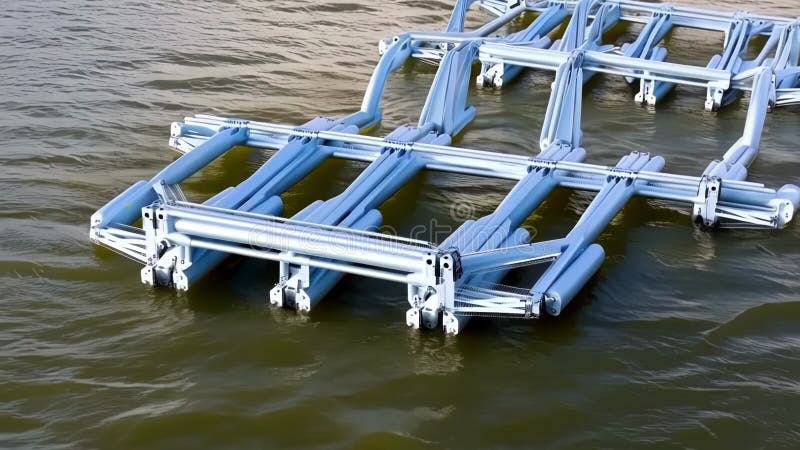 Modular Floating Structure Gently Oscillating on Calm Water Stock Video ...