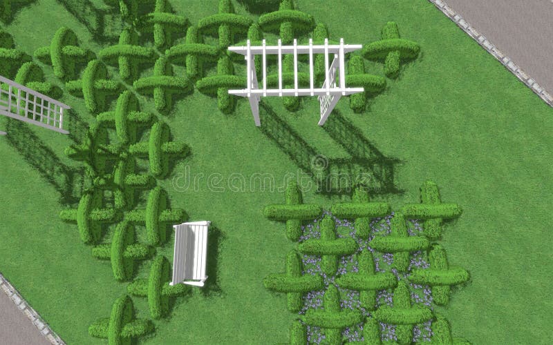 Modular Garden with Clipped Borders in the Form of Crosses. Stock ...