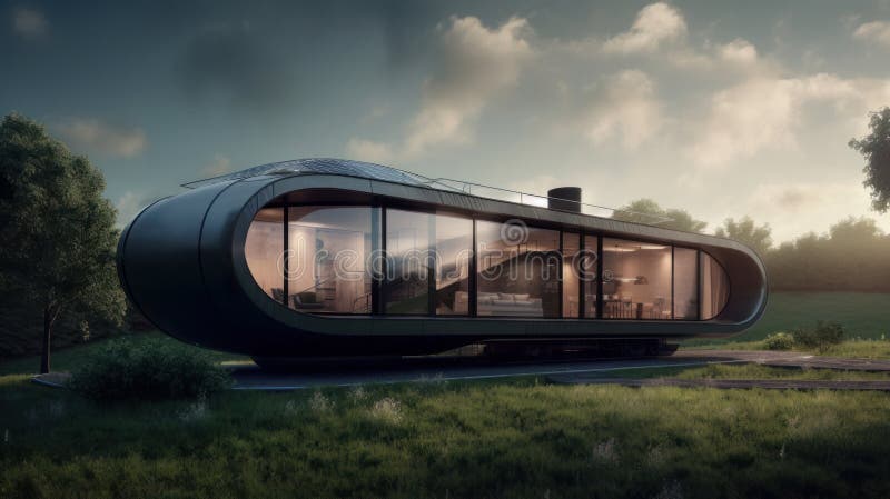 Modular Home with Adaptable Layout & Renewable Energy Sources Stock ...