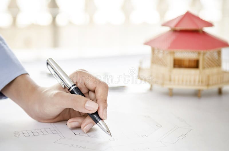 Modular home and drawing stock image. Image of construction - 32777705