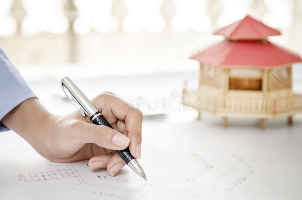 Modular home and drawing stock image. Image of construction - 32777705