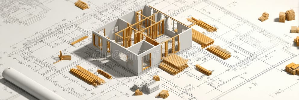 Modular House Construction in a 3D Isometric Model with Layout Plans ...
