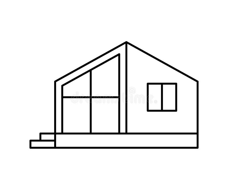 Modular House Construction, Line Icon Set. Building Home from ...