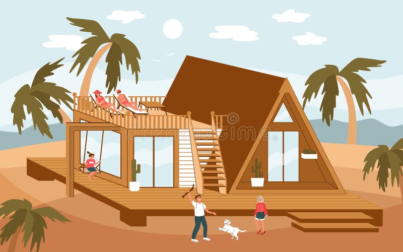 Modular House Flat Composition Stock Illustration - Illustration of ...