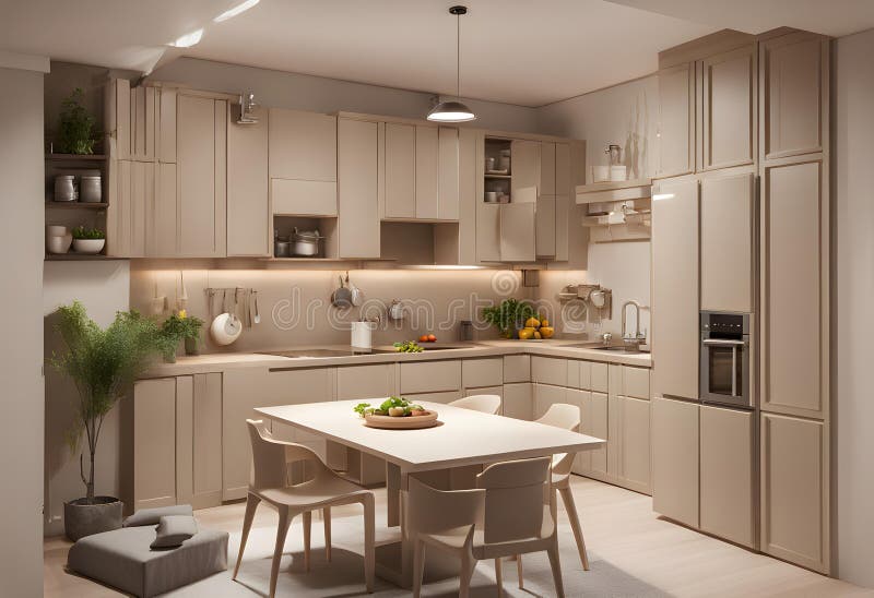 Modular Kitchen, 3d Miniature World Stock Illustration - Illustration ...