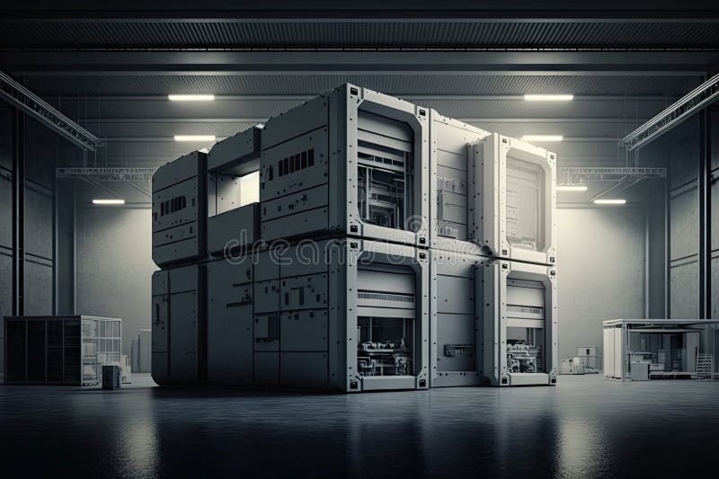 Modular Machine Warehouse in Industrial Modern 4.0 Background Stock ...
