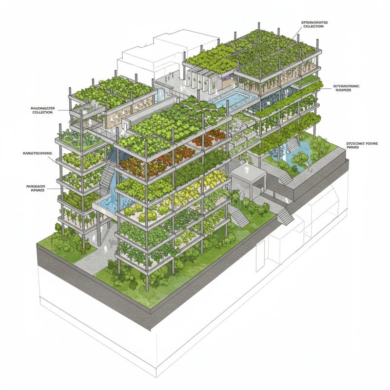 Modular Multi-level Building Designed for Urban Farming, Featuring a ...