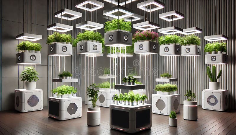 Modular Planters with Customizable LED Lighting for Indoor Plant Optimization. Stock Photo ...