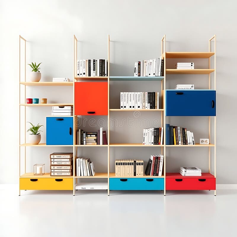 A Modular Shelving Unit with Customizable Configurations and Bold Color ...