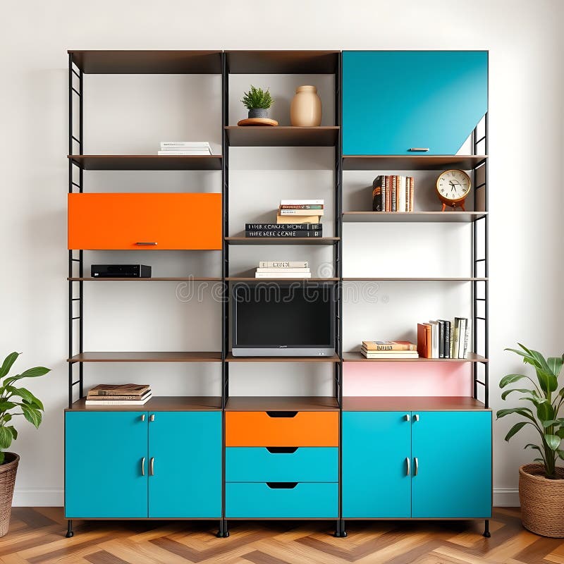 A Modular Shelving Unit with Customizable Configurations and Bold Color ...