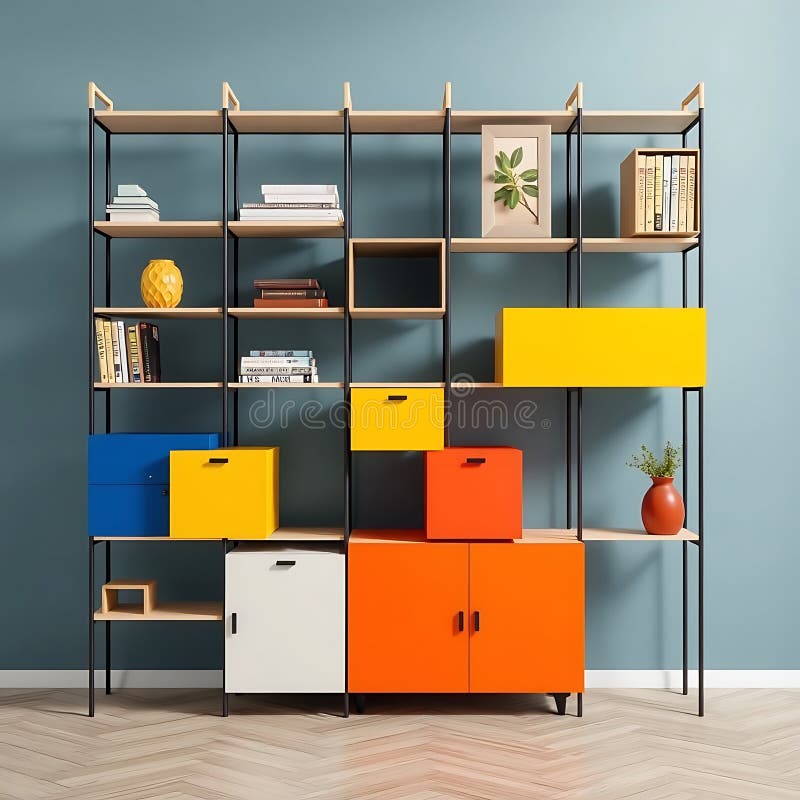 A Modular Shelving Unit with Customizable Configurations and Bold Color ...