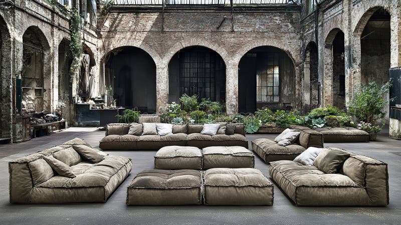 Modular Sofa, Courtyard, Rustic, Industrial, Interior Design ...