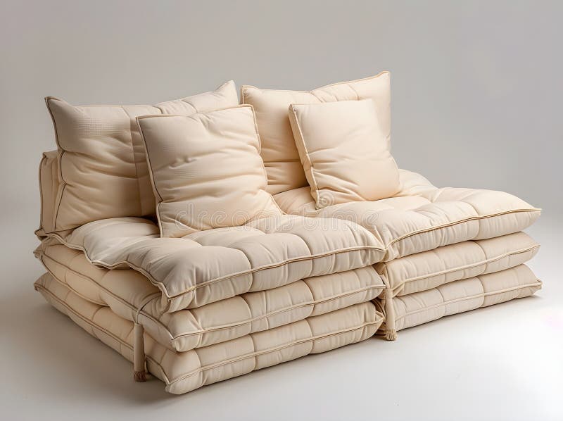 Soft Modular Sofa with Layered Cushions Stock Illustration ...