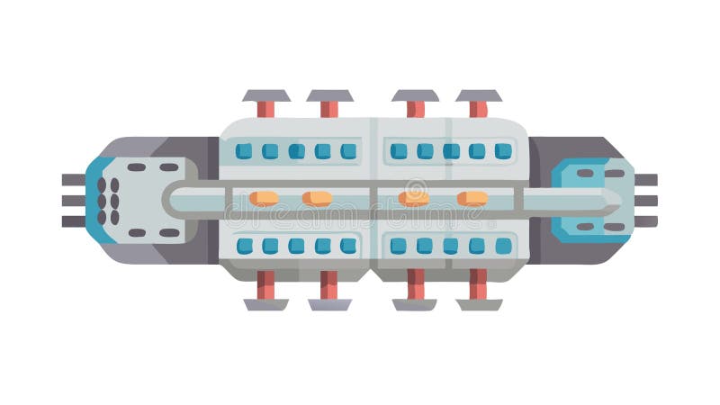 Modular Space Habitat, Expandable Living Quarters in Orbit, Vector ...