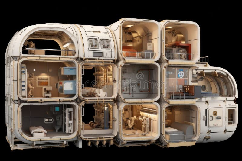 Modular Space Habitat with Expandable Modules Stock Photo - Image of ...