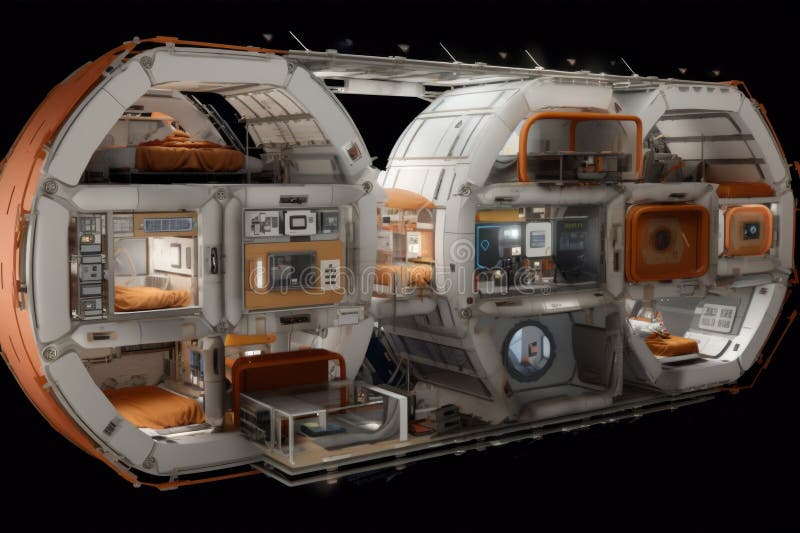 Modular Space Habitat with Expandable Modules Stock Illustration ...