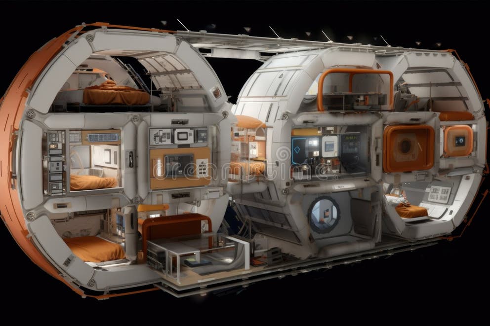 Modular Space Habitat with Expandable Modules Stock Illustration ...