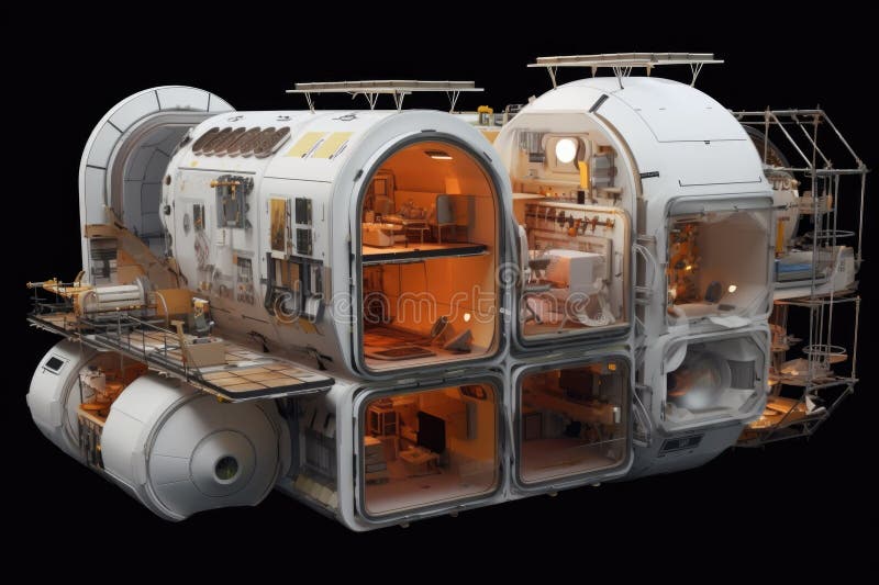 Modular Space Habitat with Expandable Modules Stock Image - Image of ...