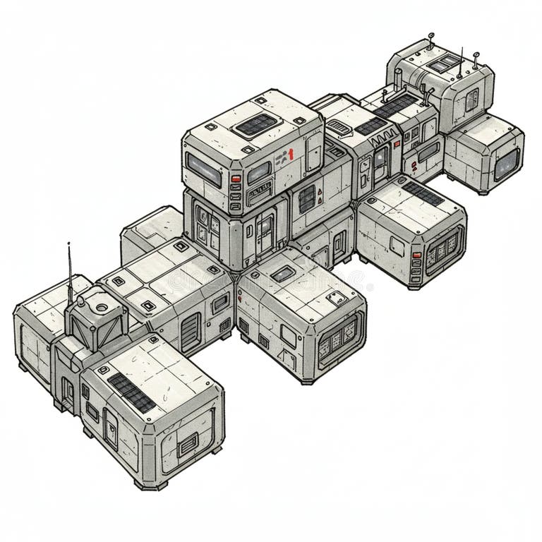 Modular Space Station Design Featuring Interconnected Rectangular Units ...