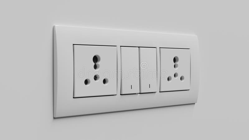 Modular Switchboard Electrical Outlet, Interchangeable on a White Wall ...