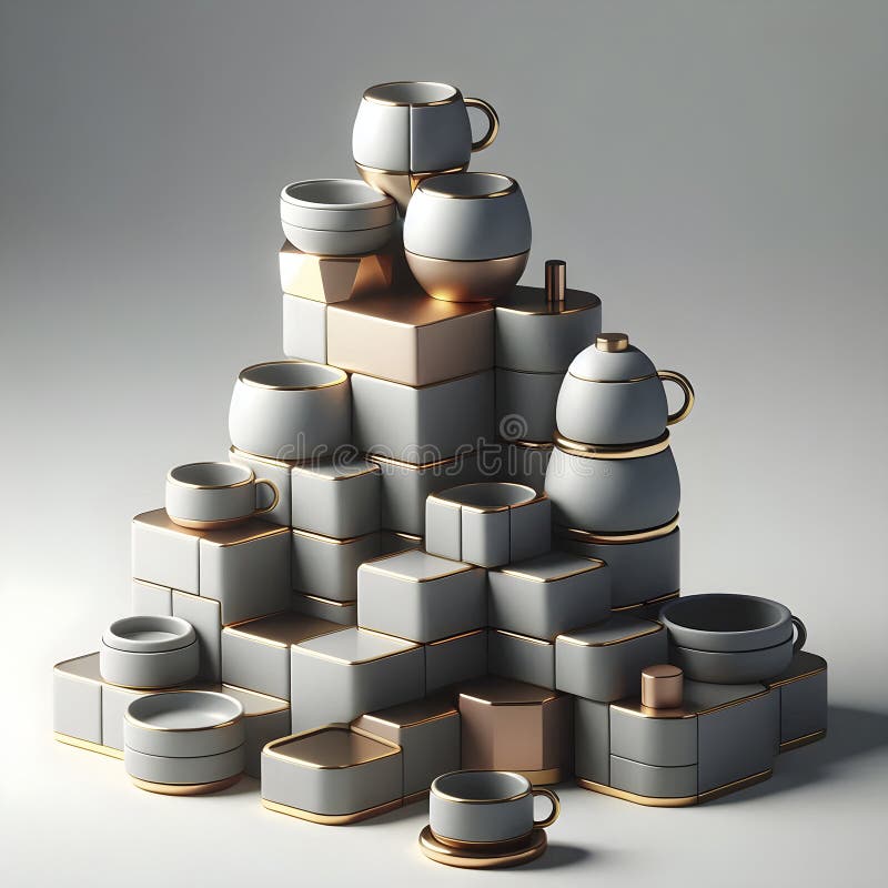 Modular Tea Set with Magnetic Cups, Ai Created Image Stock Photo ...