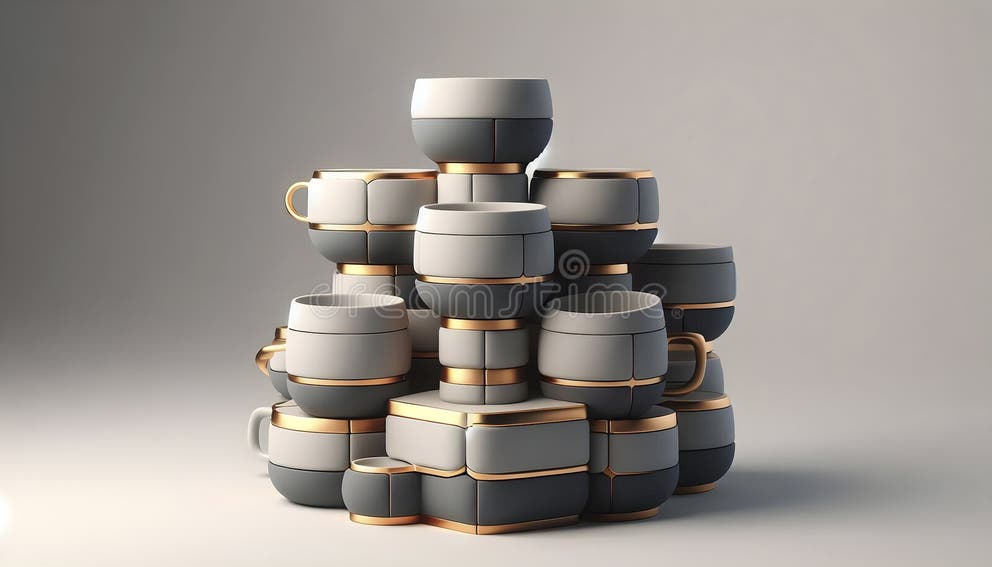 Modular Tea Set with Magnetic Cups, Ai Created Image Stock Image ...