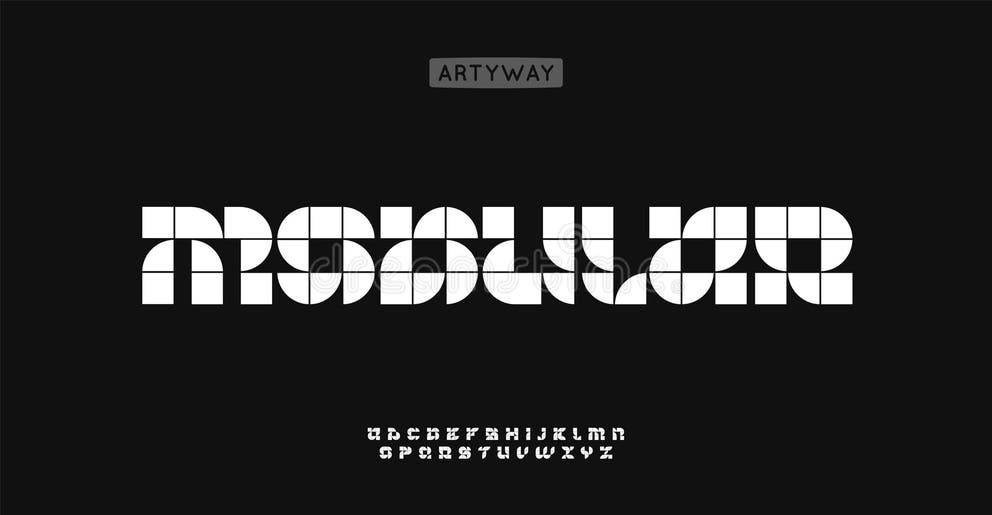 Modular Tile Alphabet, Square Module Pattern Letters, Geometric Grid ...