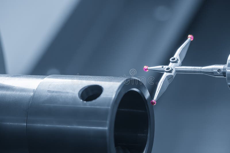 The Modular Touch Probe Checking the Tube Parts on CNC Lathe Machine ...