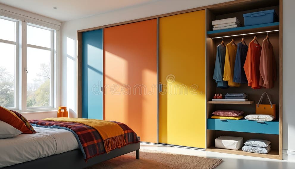 Modular Wardrobe System Features Interchangeable Panels in Vibrant ...
