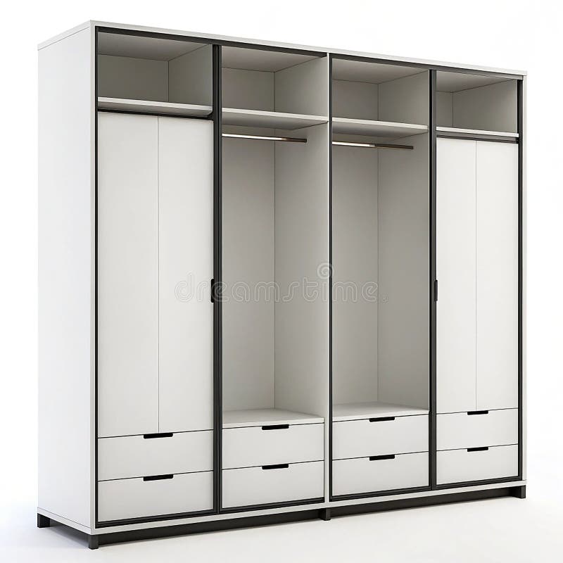 Modular Wardrobe Unit Isolated on White Background Stock Illustration ...