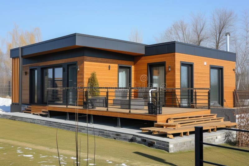 Modular Wooden House. Modern and Elegant Style Stock Illustration ...