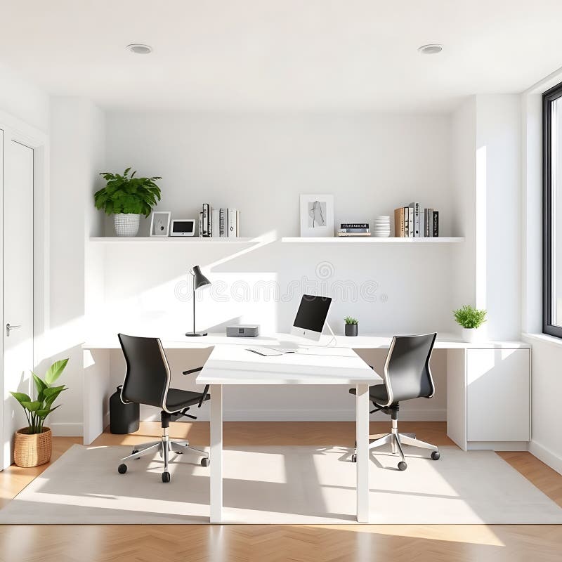 A Modular Workstation Setup in a Home Office with Clean Lines a ...