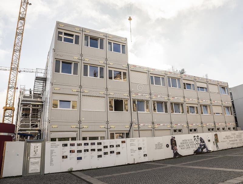 Module Buildings for Construction Workers in the City Center. Editorial ...