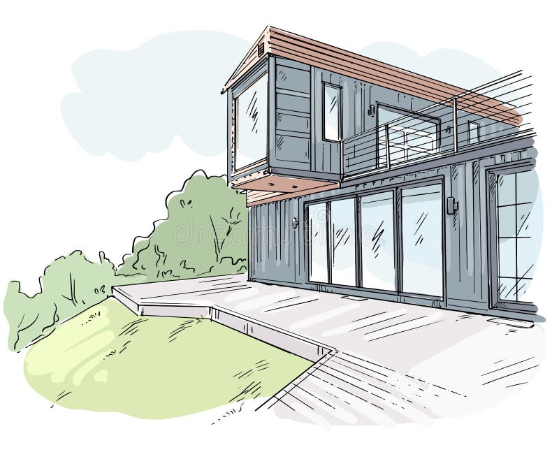 Container House Building with Logo Vector Isolated Stock Vector ...