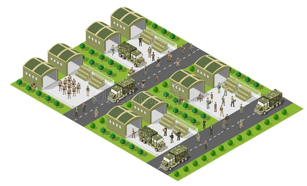 Module Object Element for Building Design Army Armed Troop Isometric ...