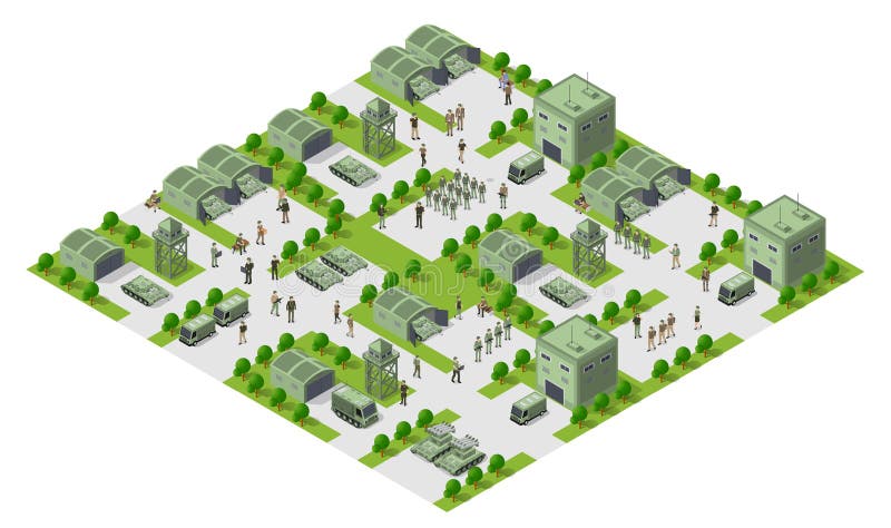 Module Object Element for Building Design Army Armed Troop Isometric ...