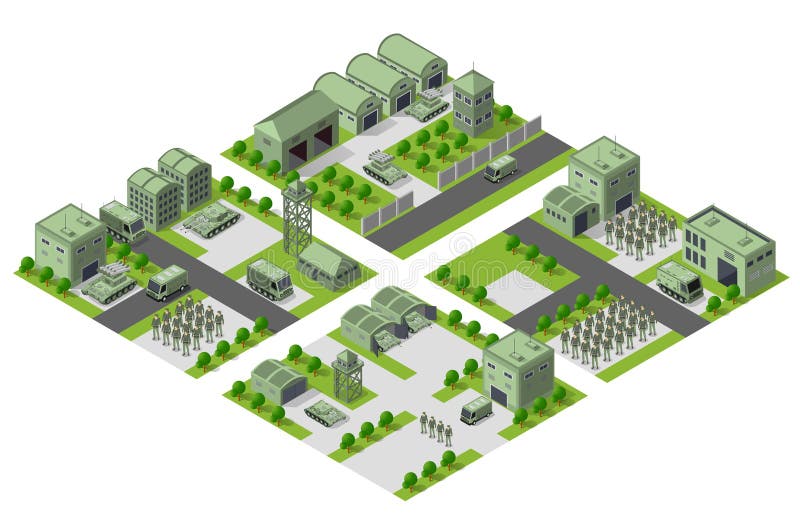 Module Object Element for Building Design Army Armed Troop Isometric ...