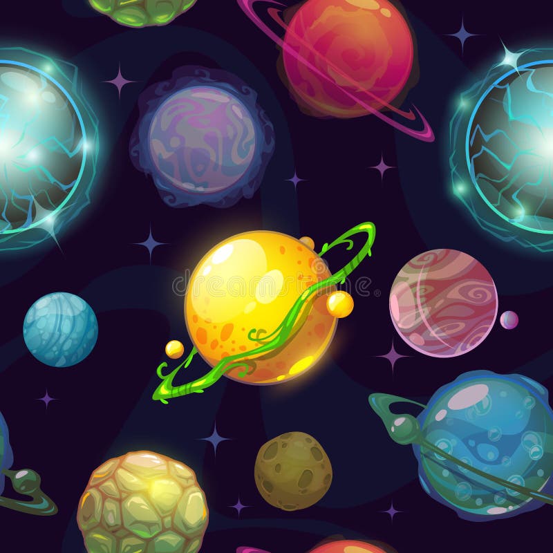 Modèle Sans Couture Avec Des Planètes De Bande Dessinée Dimagination