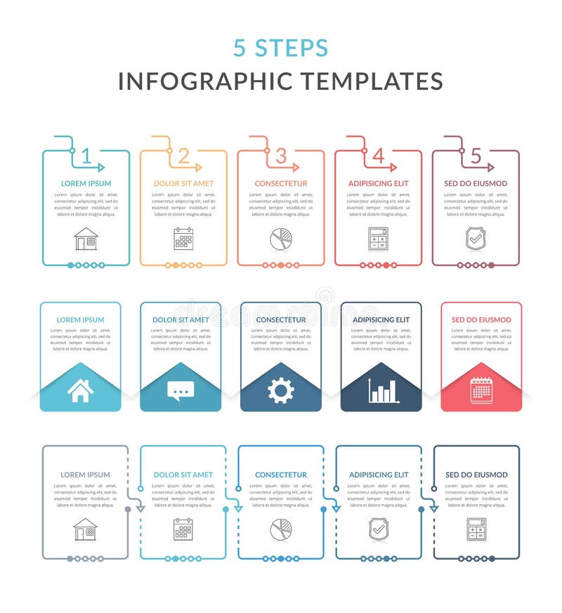 Modèles Infographiques Avec Cinq étapes Illustration de Vecteur - Illustration du diagrammes ...