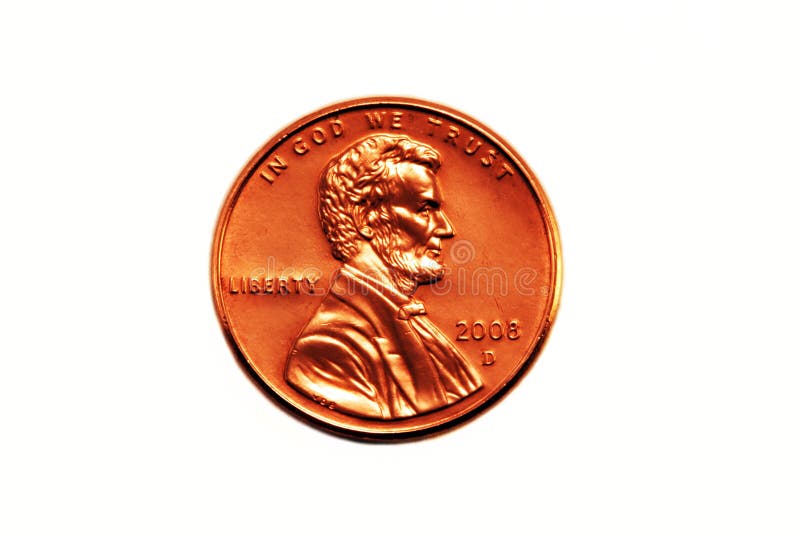 Close Up Da única Moeda De Um Centavo Dos E.U. No Fundo Branco Imagem ...