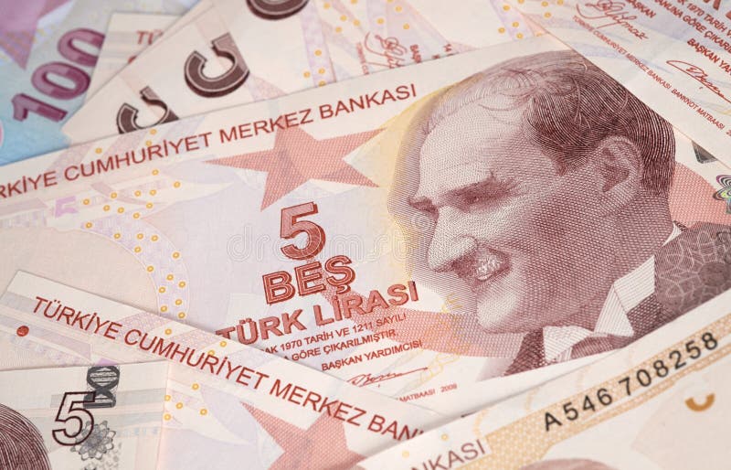 Moeda Turca Contexto Econômico Da Turquia Lira Turca TRY Foto de Stock ...