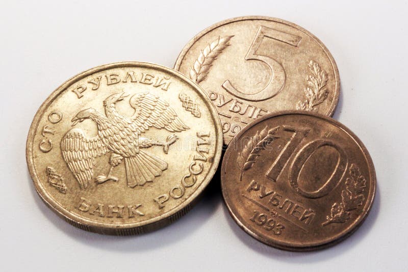 Moedas do rublo de russo foto de stock. Imagem de retro - 70194472